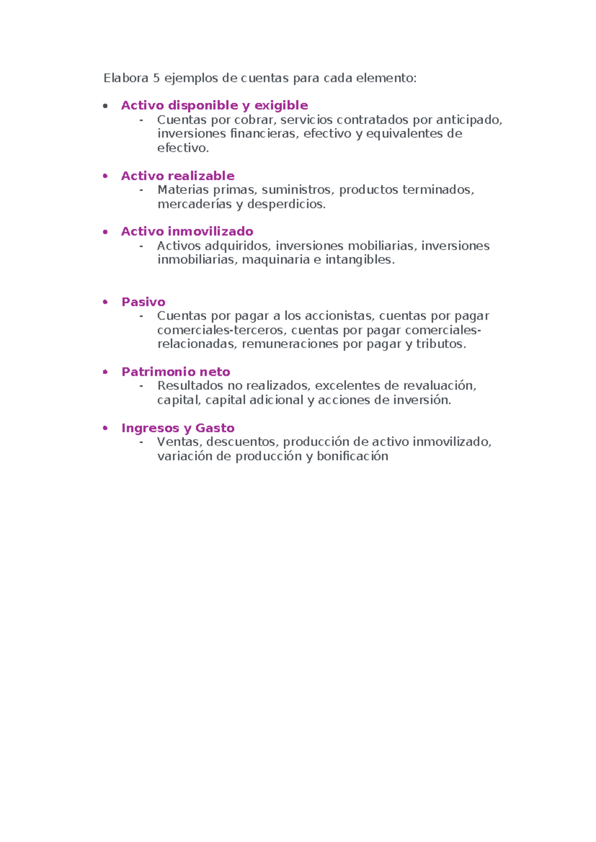 Ejemplos de cuentas - Activo realizable - Materias primas, suministros ...