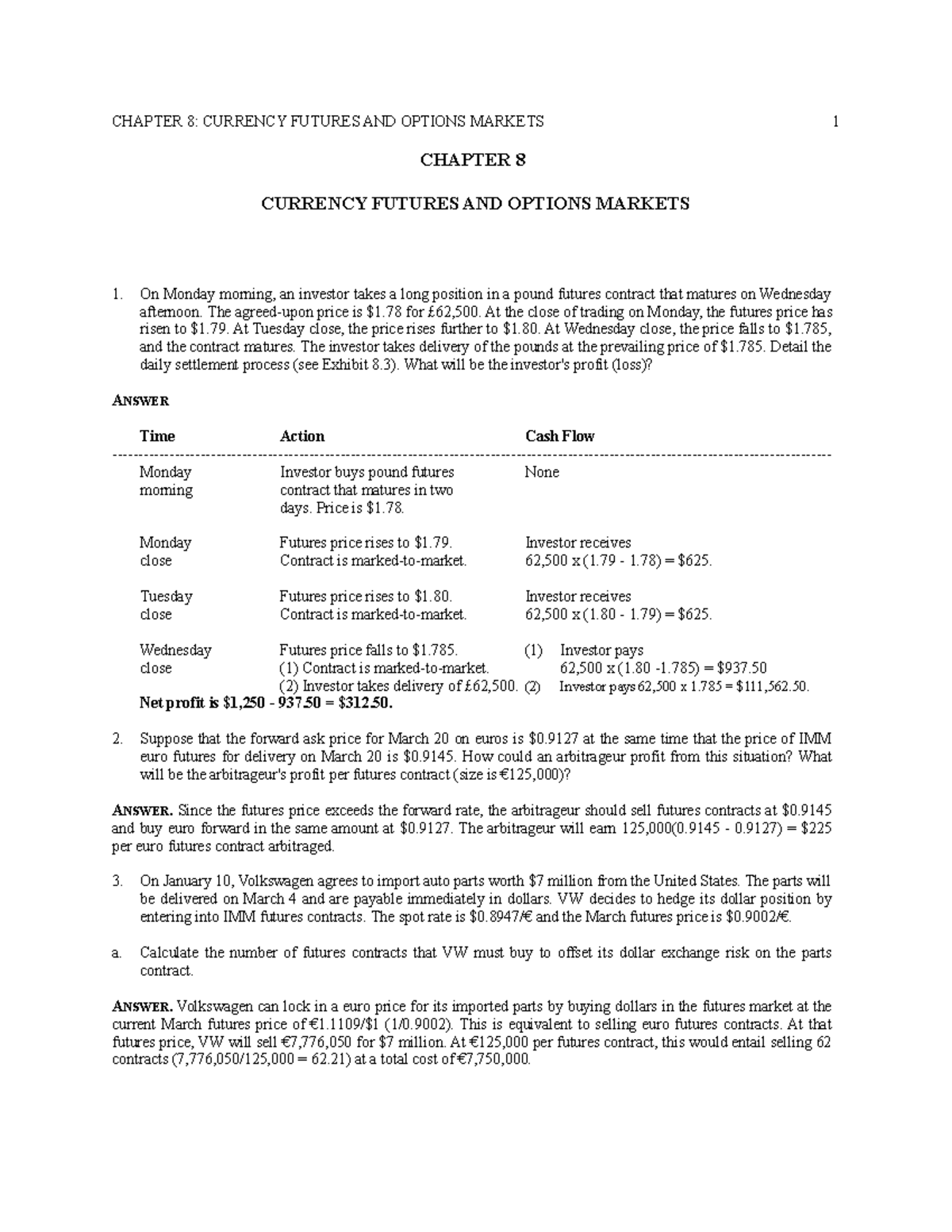 Ch08 answers - Tutorial Solutions for Week 8 - CHAPTER 8: CURRENCY ...