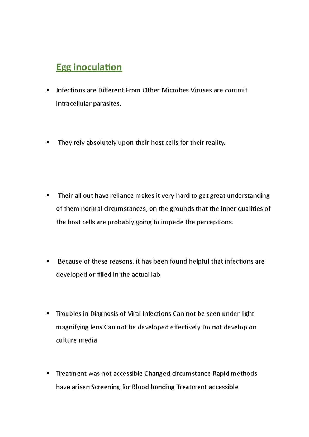 Egg inoculation - Useful lecture notes - Egg inoculation Infections are ...