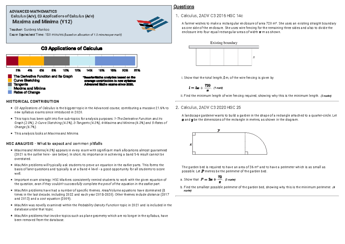 Applications of Calculus C3 - This topic has been split into five sub ...