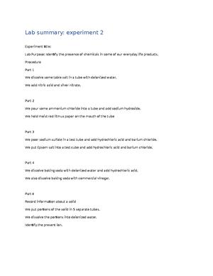 Lab Summary 3 - Chem 1107 - 1 Sochi Onubogu Mr. Nateqi and Ms. Aqdas ...