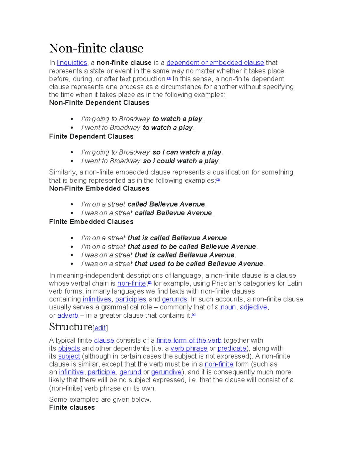Non-finite clause - [1] In this sense, a non-finite dependent clause ...