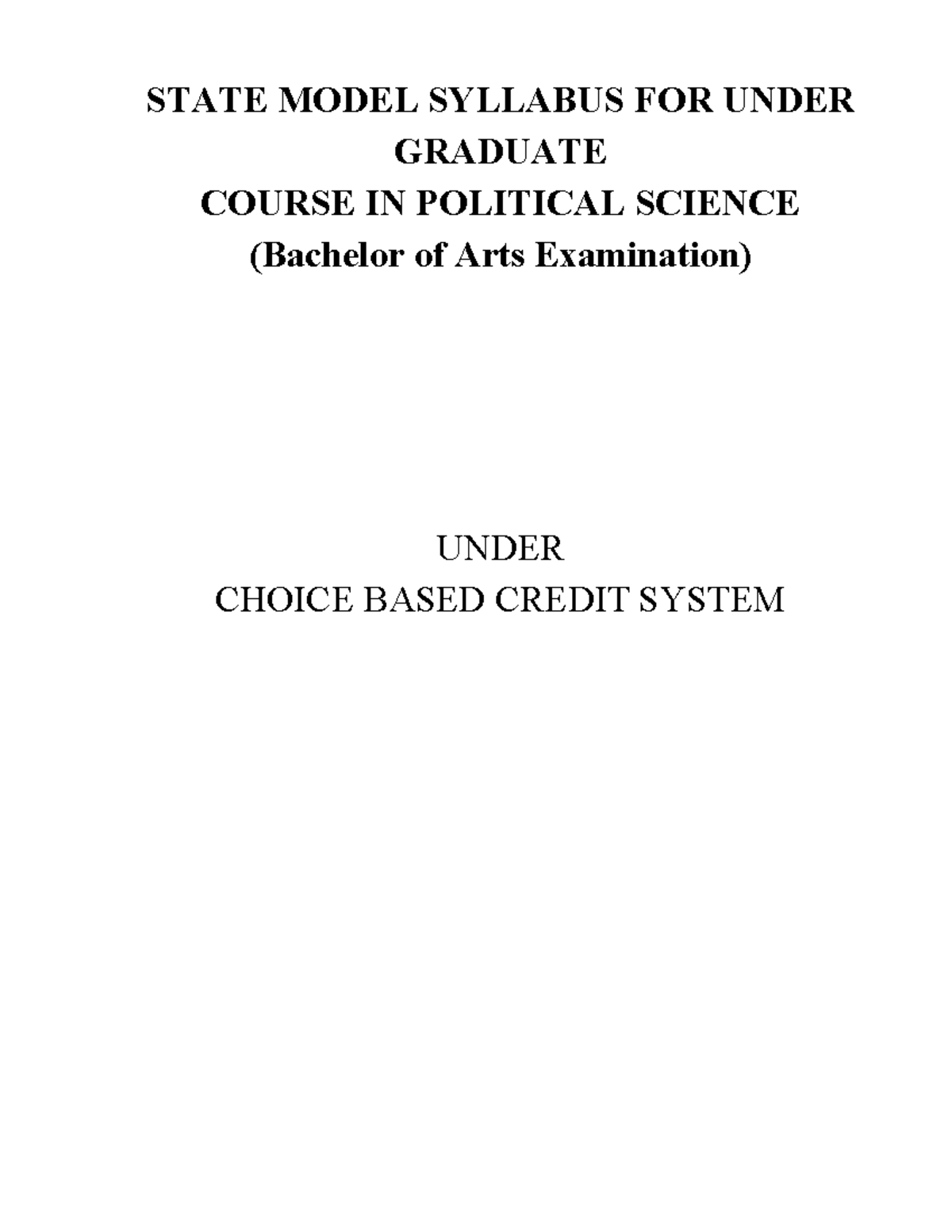 Model Syllabus Political SC Revised - STATE MODEL SYLLABUS FOR UNDER ...