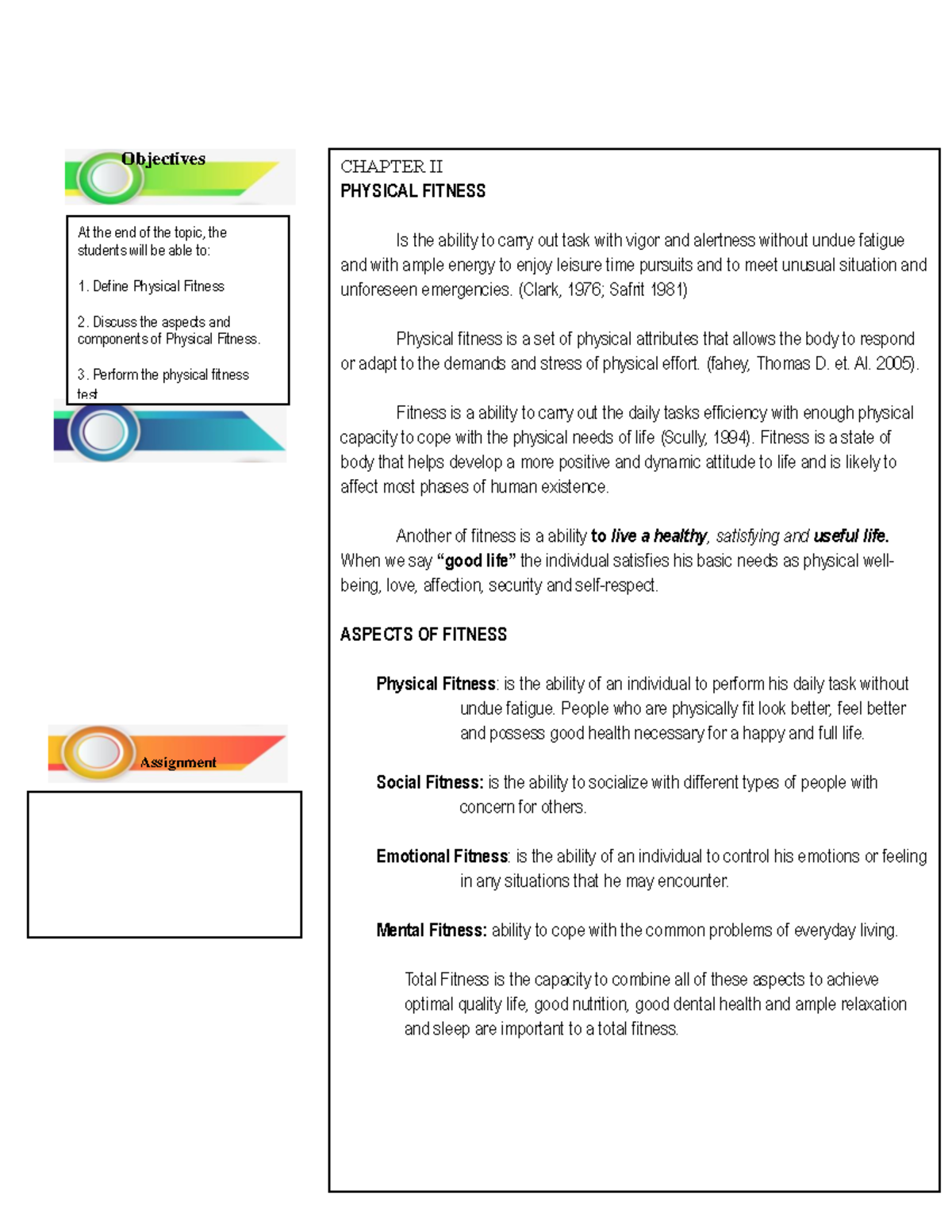 FITT 1- Activity 3 (Module) - CHAPTER II PHYSICAL FITNESS Is the ...