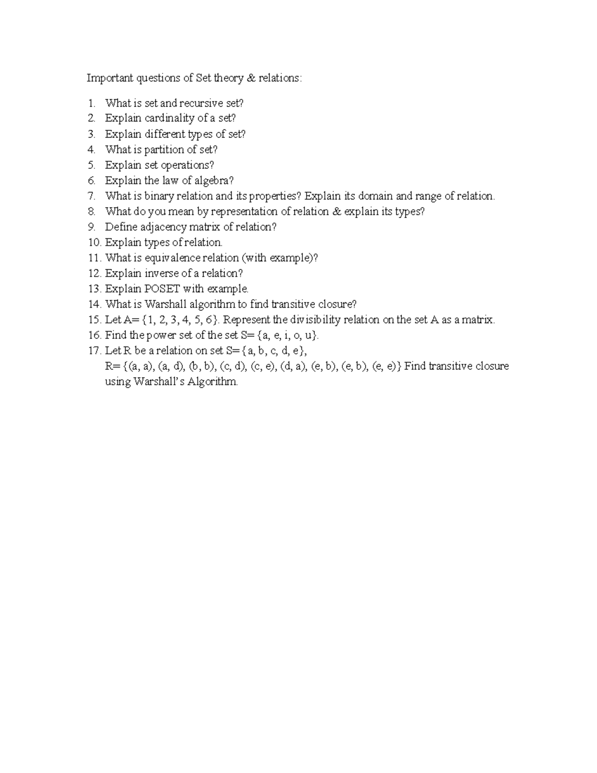 Important questions of Set theory - What do you mean by representation ...