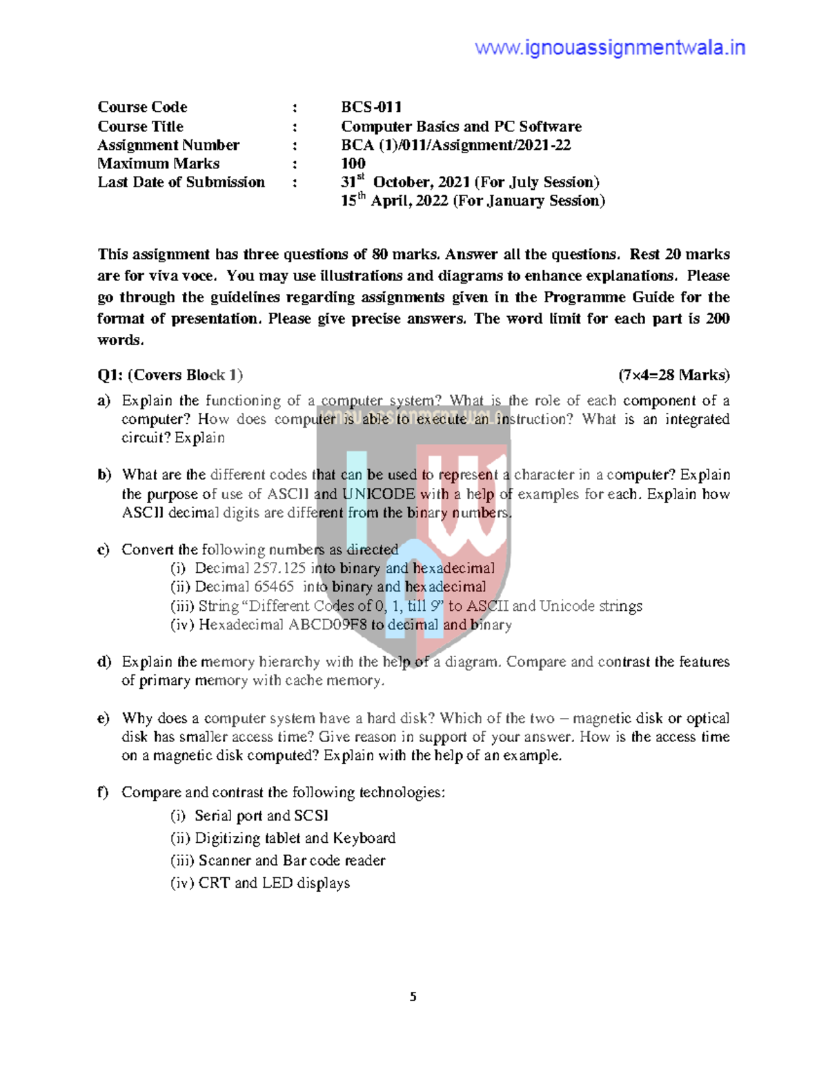 BCS11em(21-22) (1) (1) watermarked - Course Code : BCS- Course Title ...