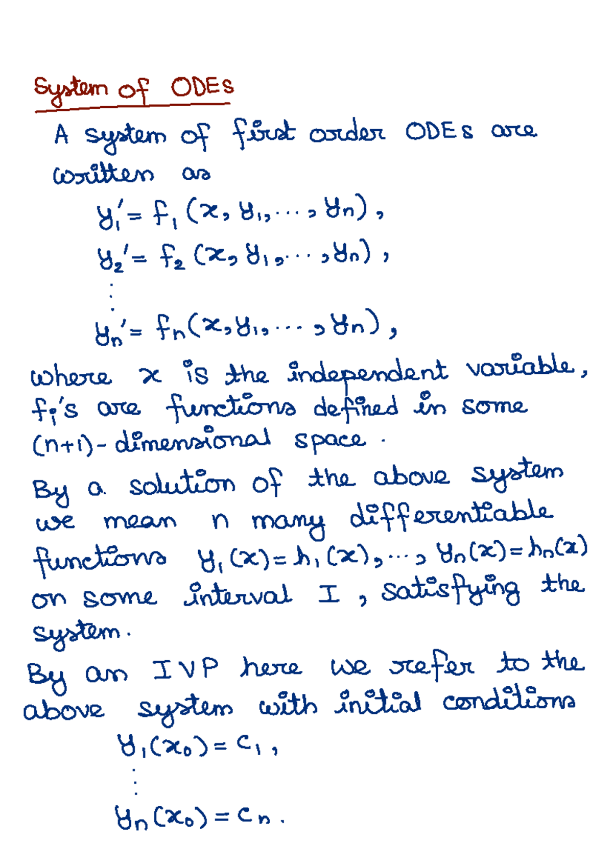 System of ODEs - Linear algebra and linear differential equations - Studocu