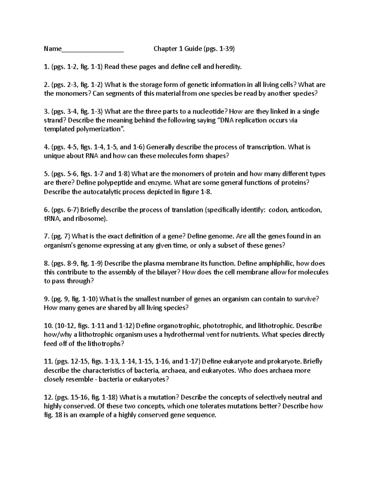 BIO-333 CH1 Guide - Name_________________ Chapter 1 Guide (pgs. 1-39 ...