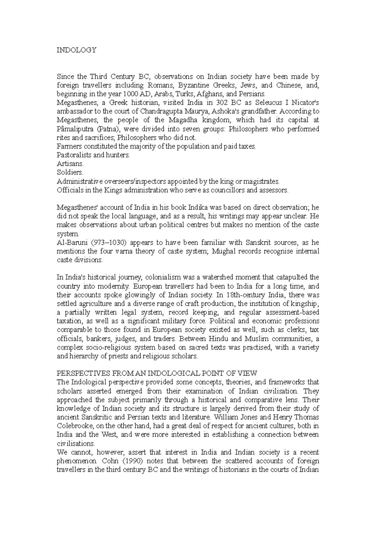 Indology - Since the Third Century BC, observations on Indian society ...