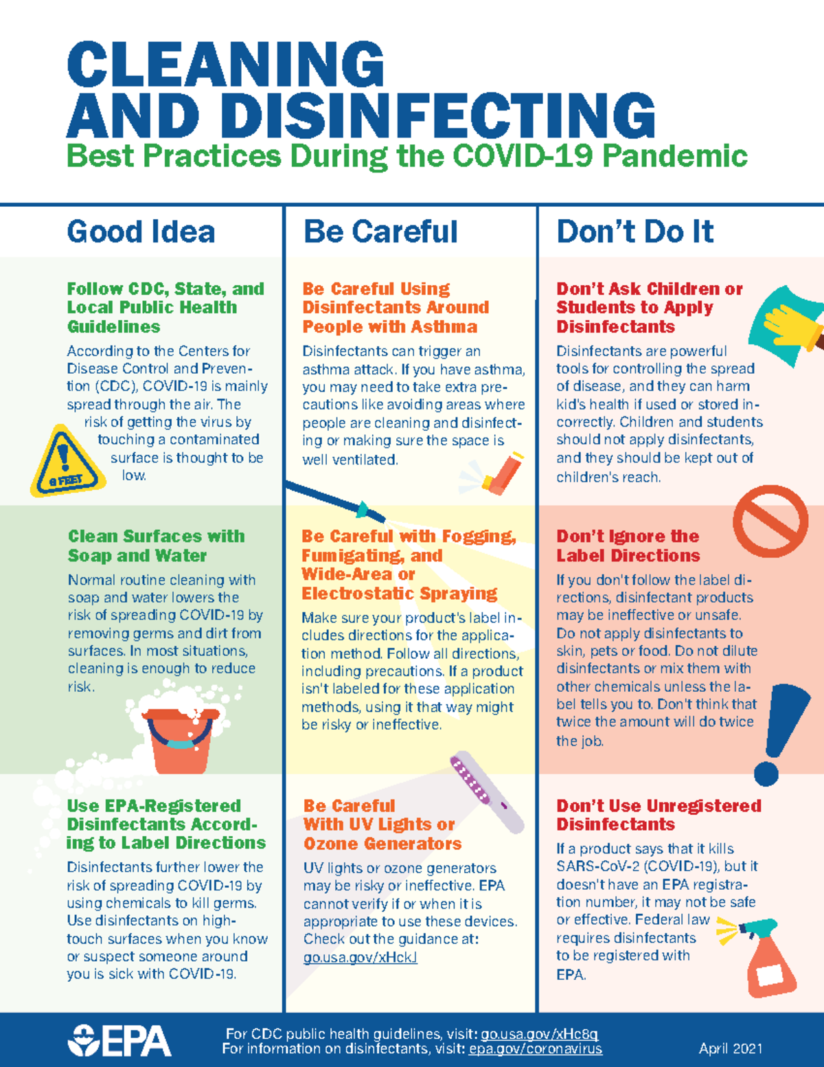 Cleaning disinfecting one pager - Use EPA-Registered Disinfectants ...