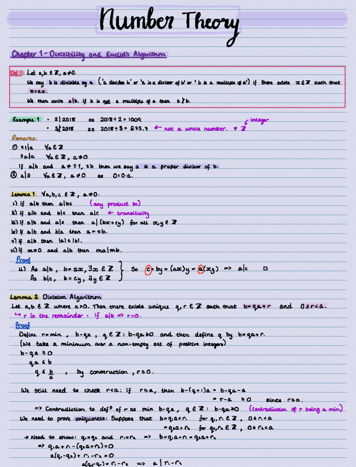 Number Theory Revision Notes 2 - Nuermber Theory Chapter 1 Divisibility ...