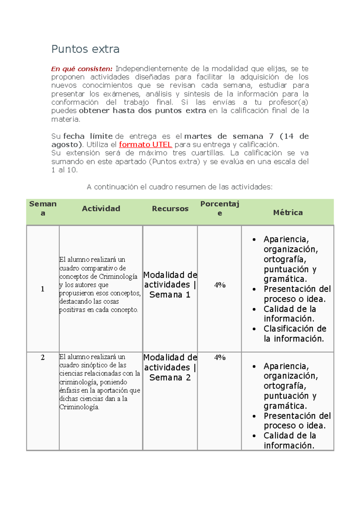 Puntos extra - en lo que les pueda ayudar - Puntos extra En qué consisten: Independientemente de ...