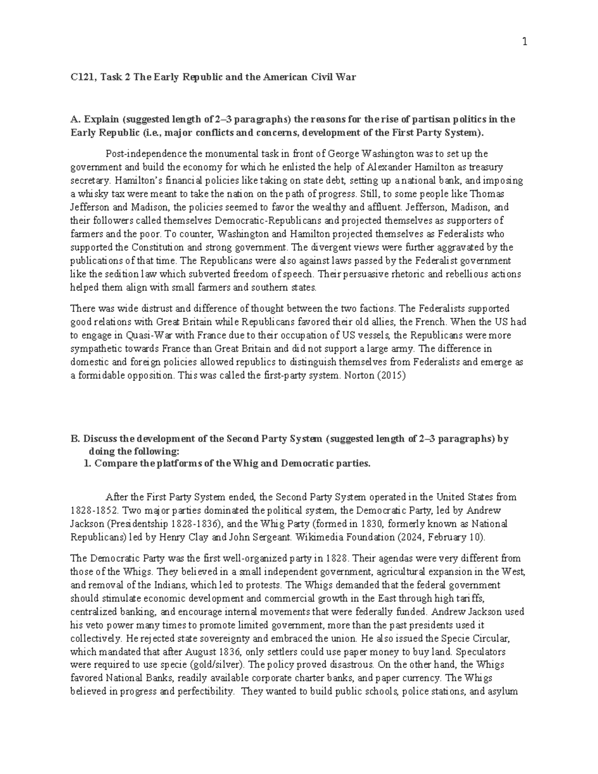 Studocu document - C121, Task 2 The Early Republic and the American ...