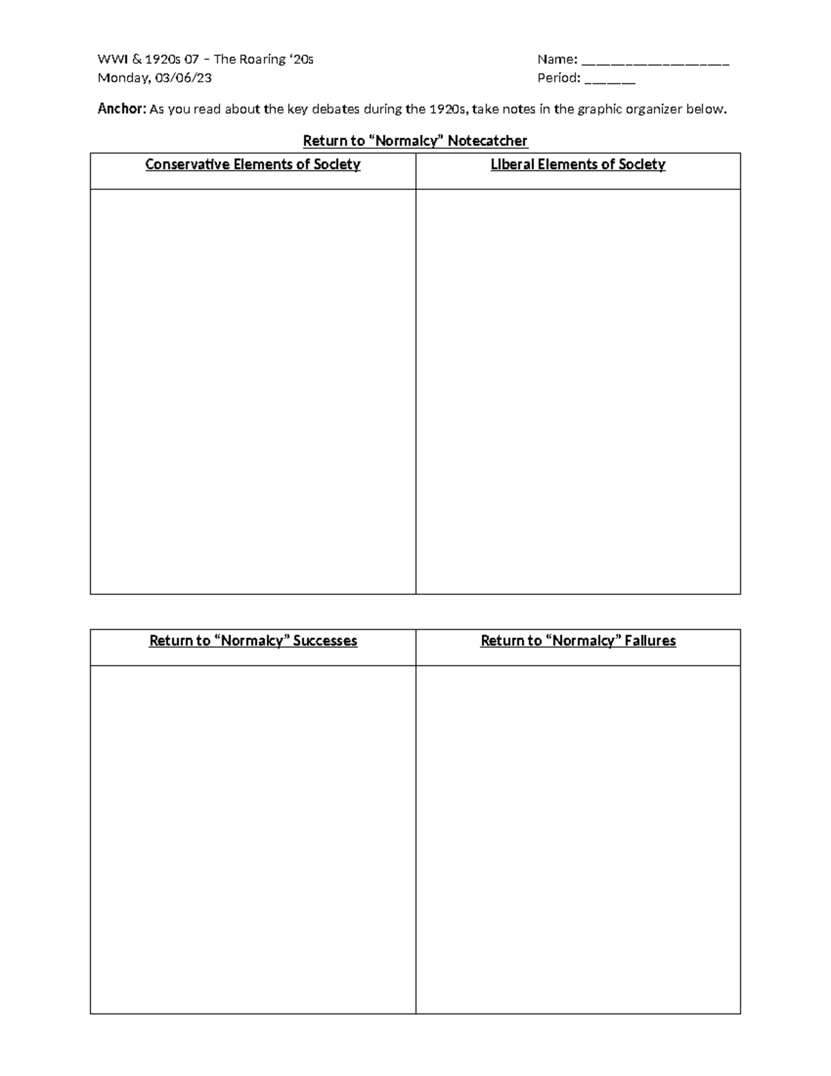 WWI and 1920s 08 - The Roaring 20s - WWI & 1920s 07 – The Roaring ‘20s ...