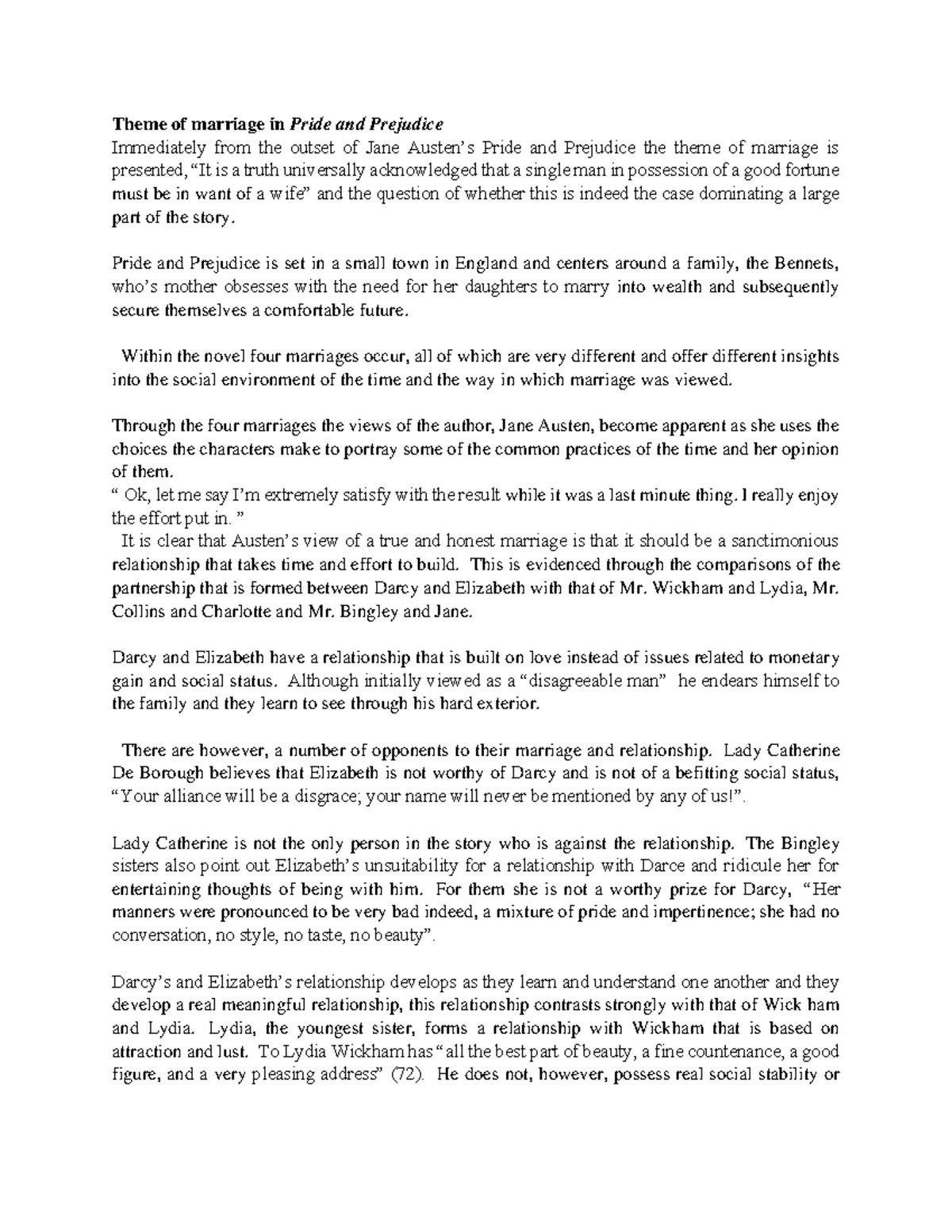 The of marriage in Pride and Prejudice - Theme of marriage in Pride and ...