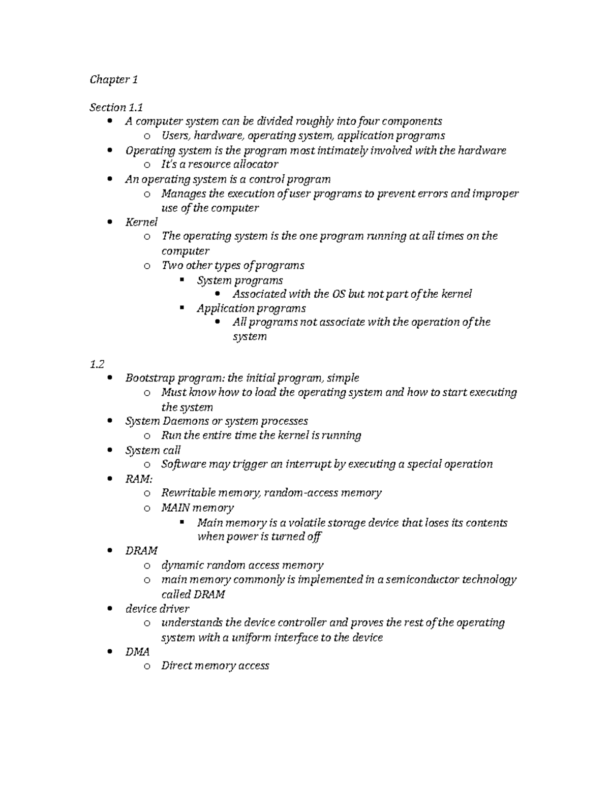 Ch1-3 Exam1Notes - Chapter 1 Section 1 A computer system can be divided ...