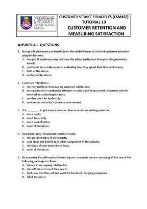 CSM452 Rubric Individual Assignment 1 Article Review - Customer Service ...