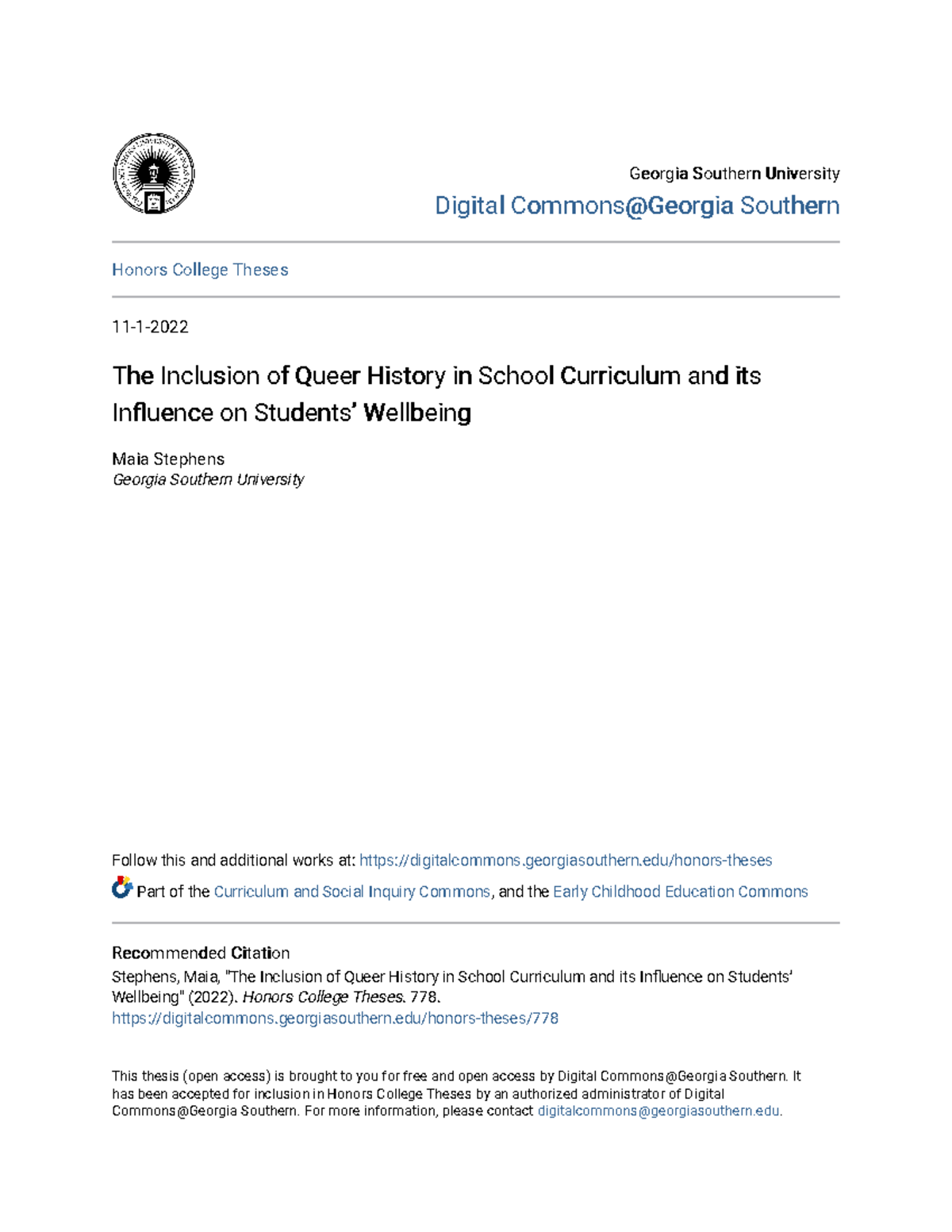 The Inclusion of Queer History in School Curriculum and its Influ ...