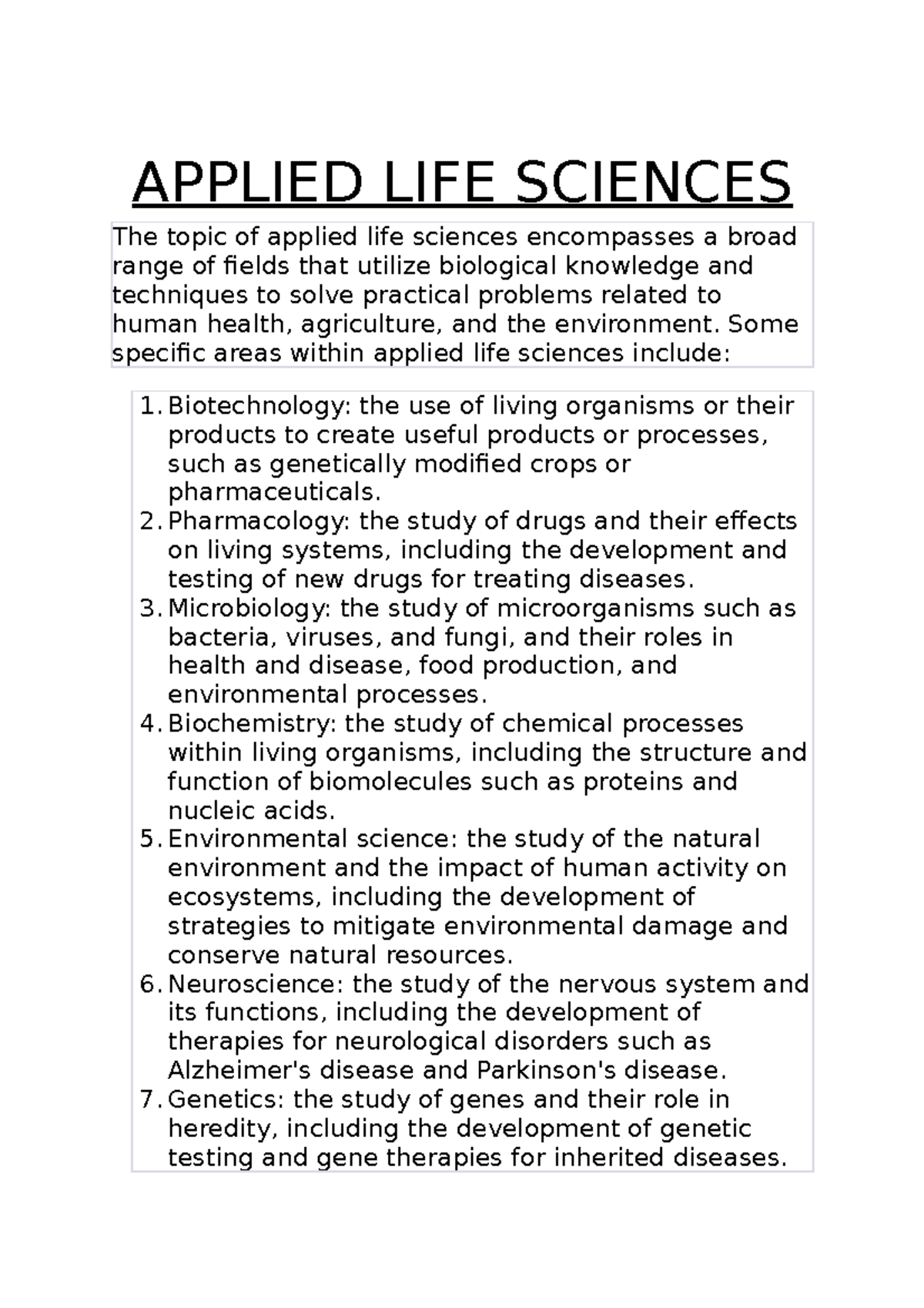 Applied LIFE Sciences - APPLIED LIFE SCIENCES The topic of applied life ...