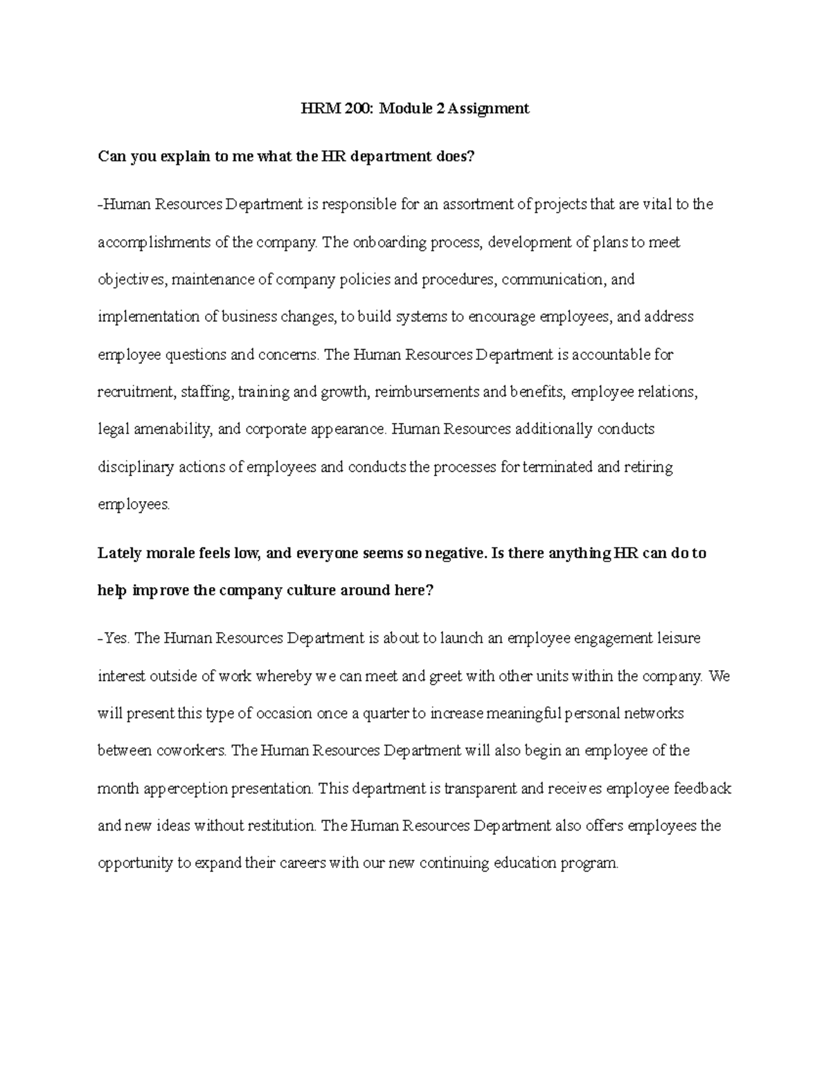 HRM 200 - Mdoule 2 Assignment - HRM 200: Module 2 Assignment Can you ...