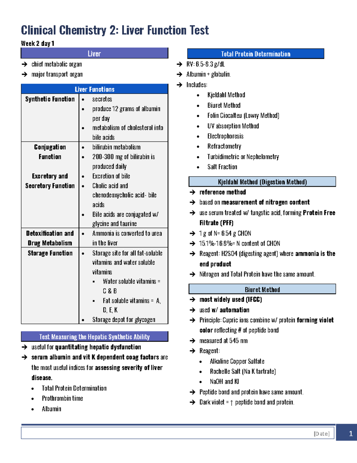 Clinical Chemistry 2 liver function test - Week 2 day 1 Liver chief ...