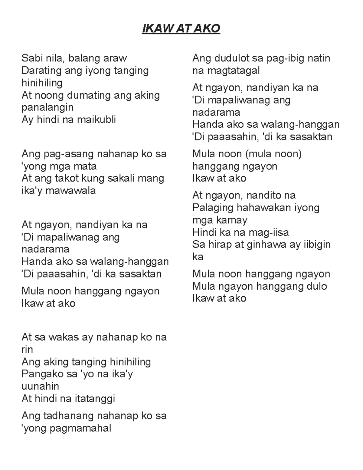 Exam - exam - IKAW AT AKO Sabi nila, balang araw Darating ang iyong ...