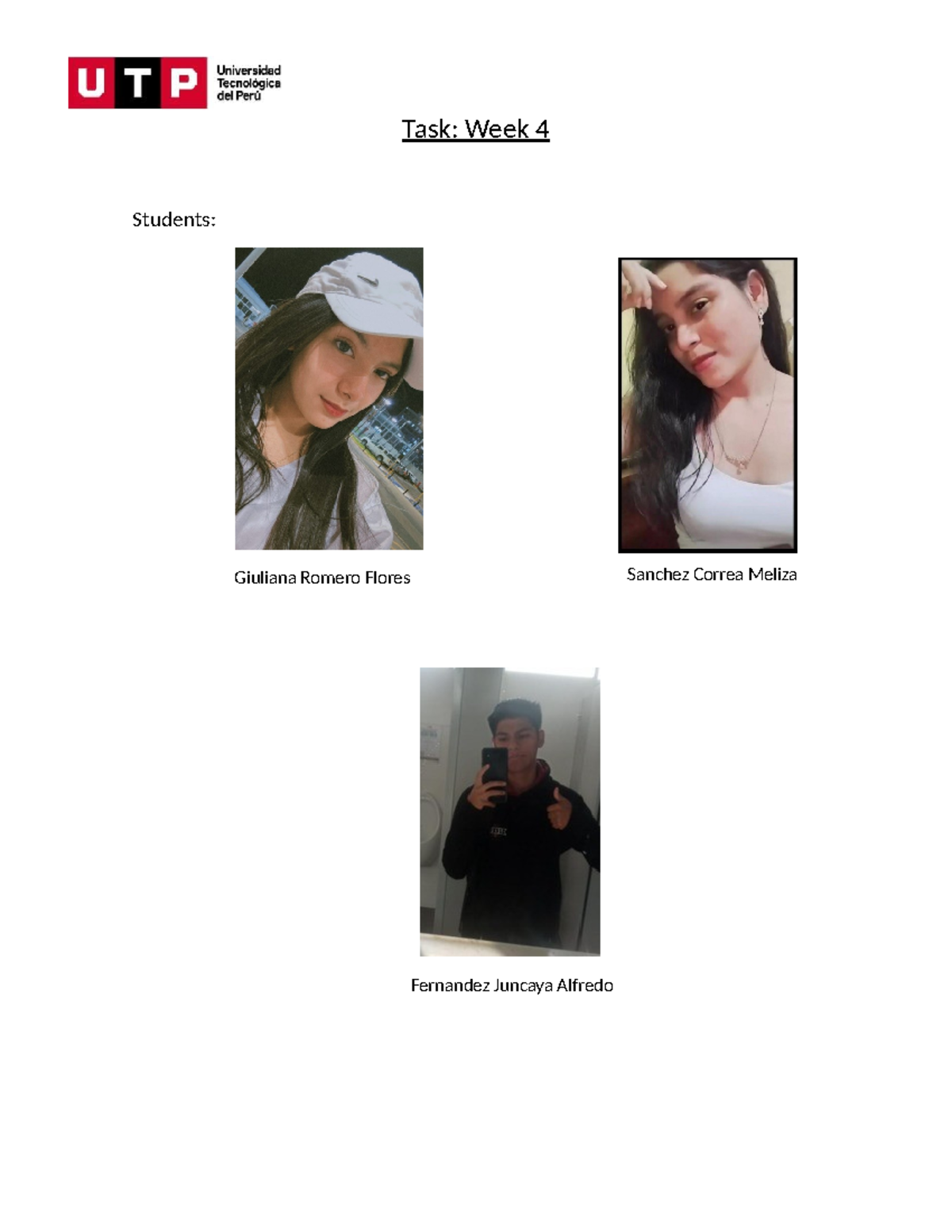 Semana 4 ingles - TAREA - Pruebas psicologicas - Task: Week 4 Students: Giuliana Romero Flores ...