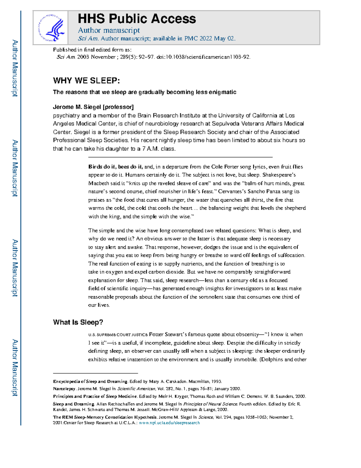 Sleep Reseach GATE 1 - WHY WE SLEEP: The reasons that we sleep are ...