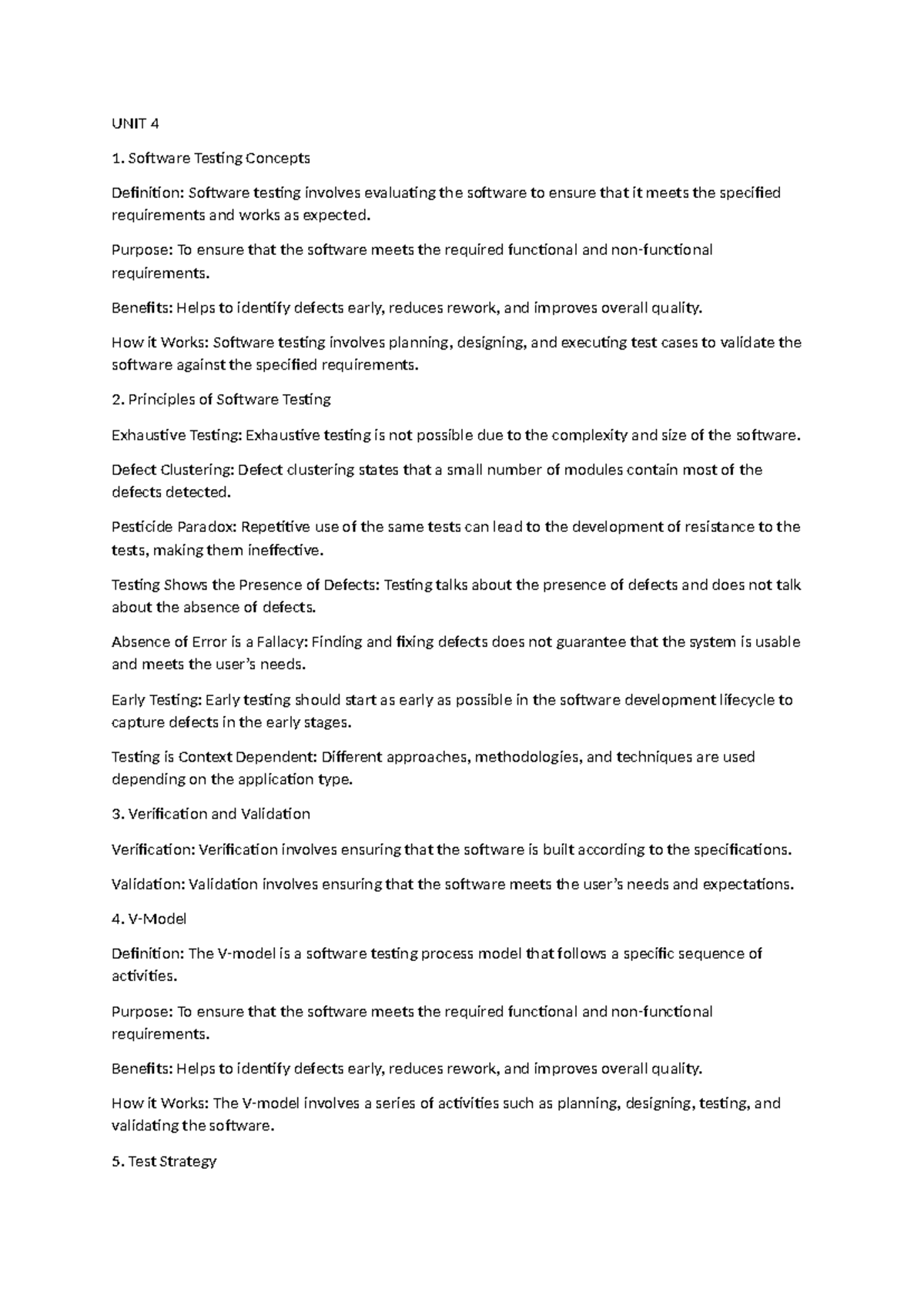 UNIT 4 - unit4 - UNIT 4 Software Testing Concepts Definition: Software ...