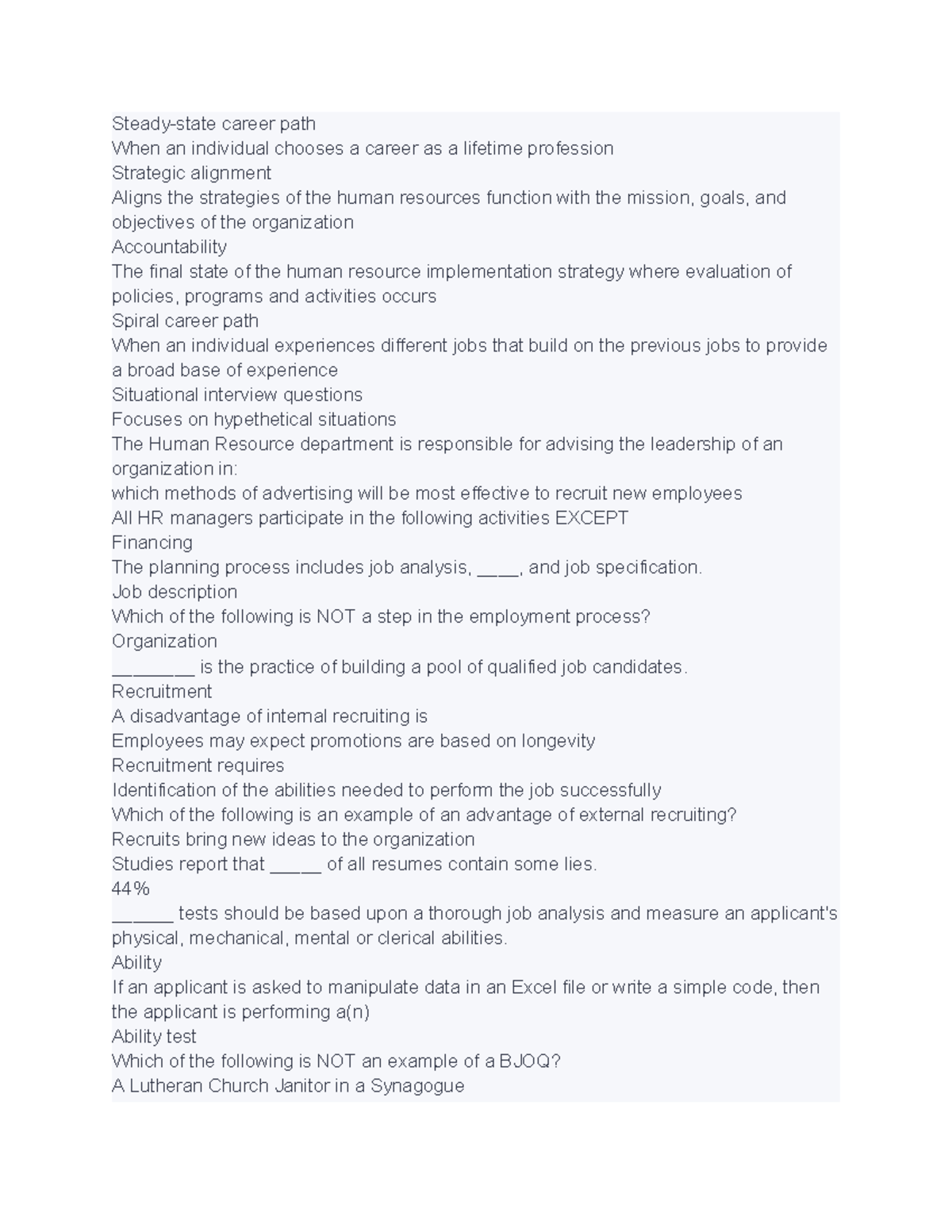 Busi 310 (20) - lecture notes - Steady-state career path When an ...