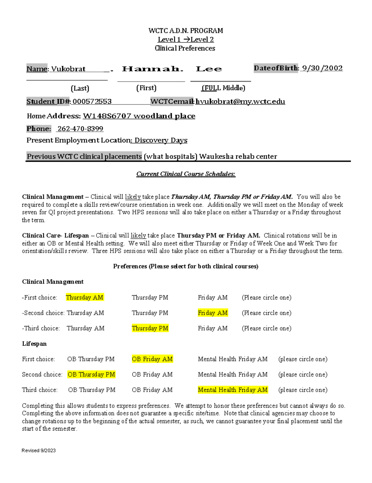 2891DD28 2756 4ABC 9A47 FA6742323994 - Revised 9/ WCTC A.D. PROGRAM ...