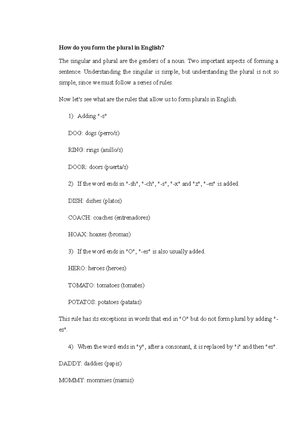 How do you form the plural in English - Two important aspects of ...