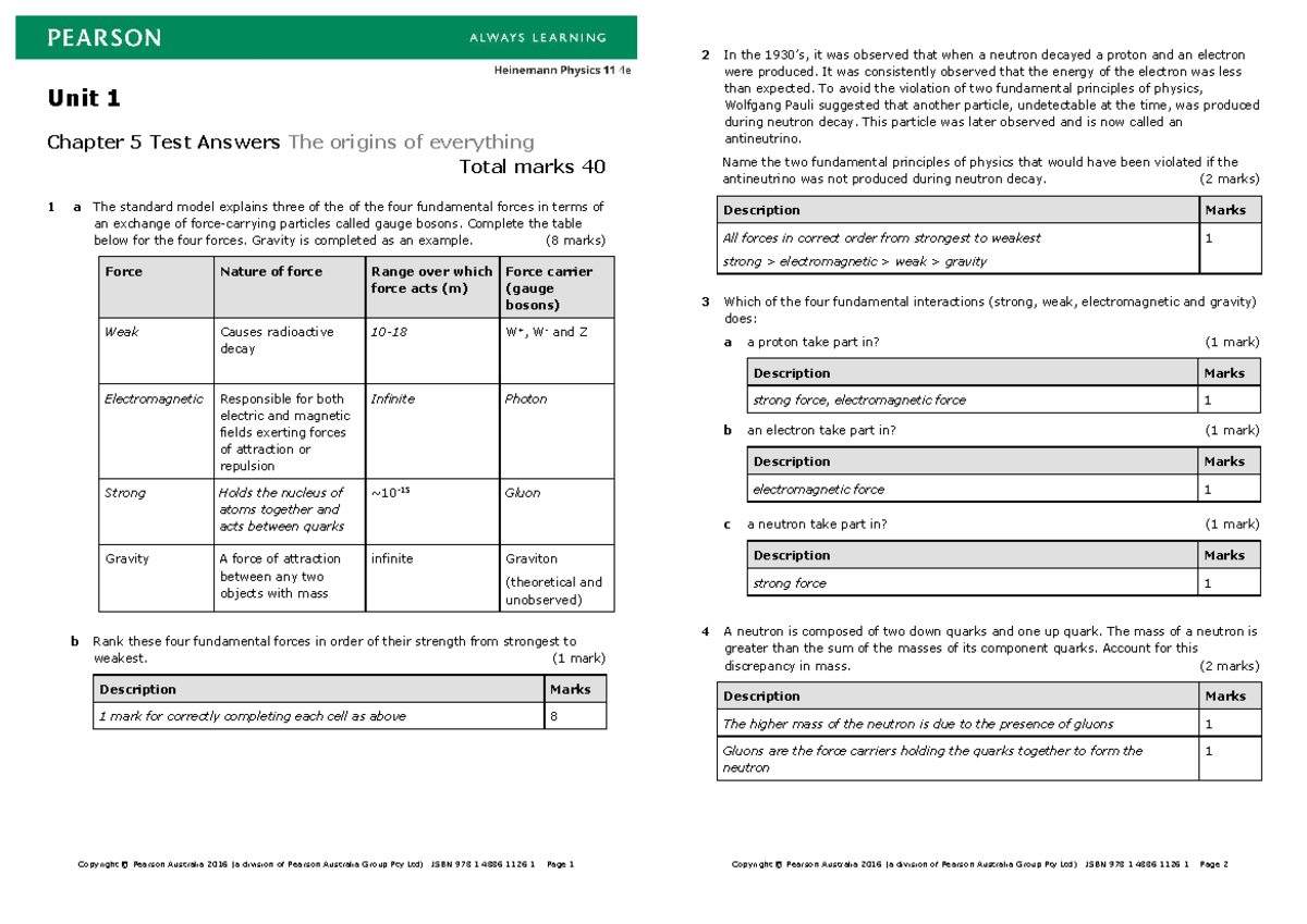 Chapter 5 Test Answers - Copyright © Pearson Australia 2016 (a division ...