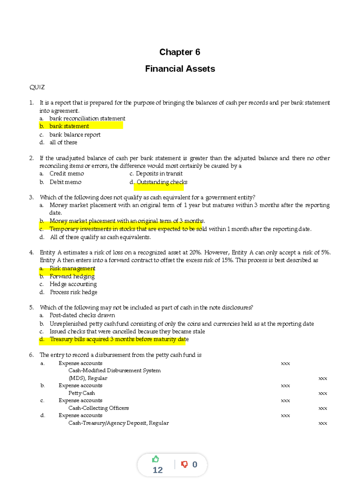 Dlstudocu - NONE - Chapter 6 Financial Assets QUIZ QUIZ QUIZ QUIZ QUIZ ...