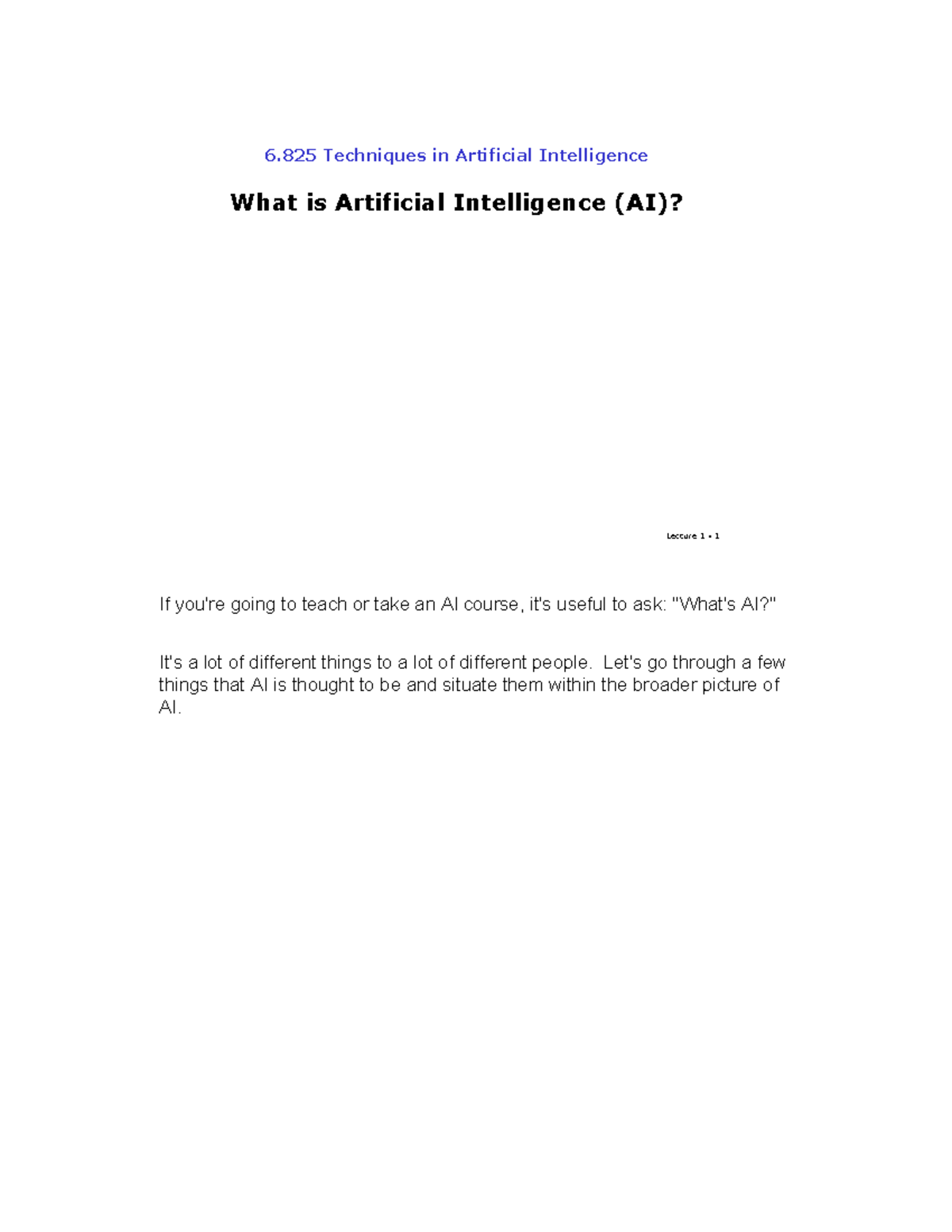 Artifical intellegence - What is Artificial Intelligence (AI)? Lecture ...