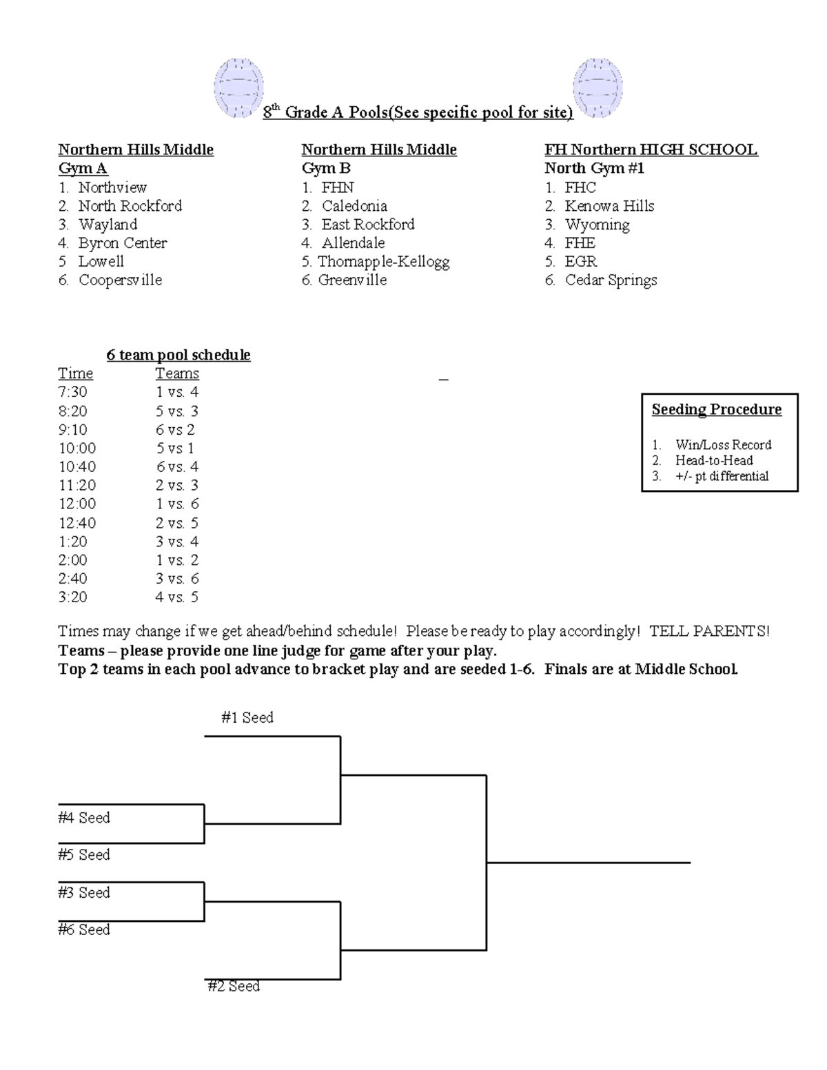 2022 8th Grade A Pools volleyball - 8 th Grade A Pools(See specific ...
