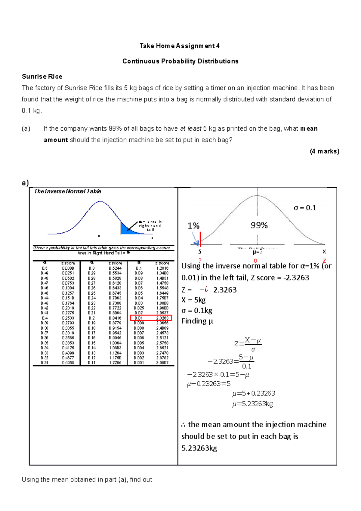 THA 4 - Copy - 10/10 - Take Home Assignment 4 Continuous Probability ...