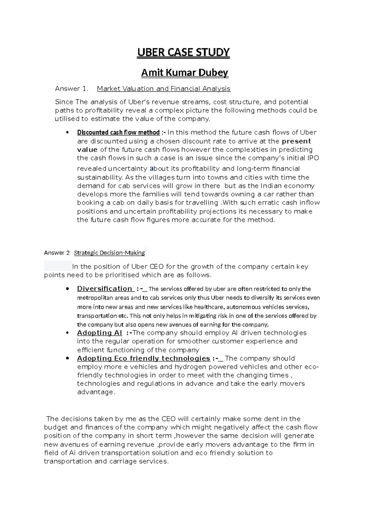 Amit kumar Dubey Uber Case Study Project - UBER CASE STUDY Amit Kumar Dubey Answer 1. Market ...