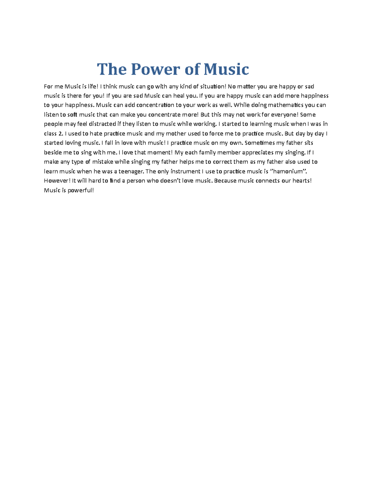 The Power of Music - ENG-102 reading and writing skills - The Power of ...