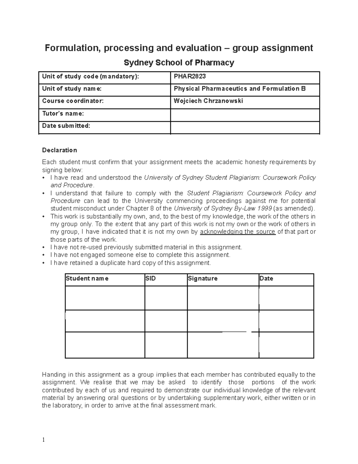 Lab Report Wet Granulation - Formulation, processing and evaluation ...