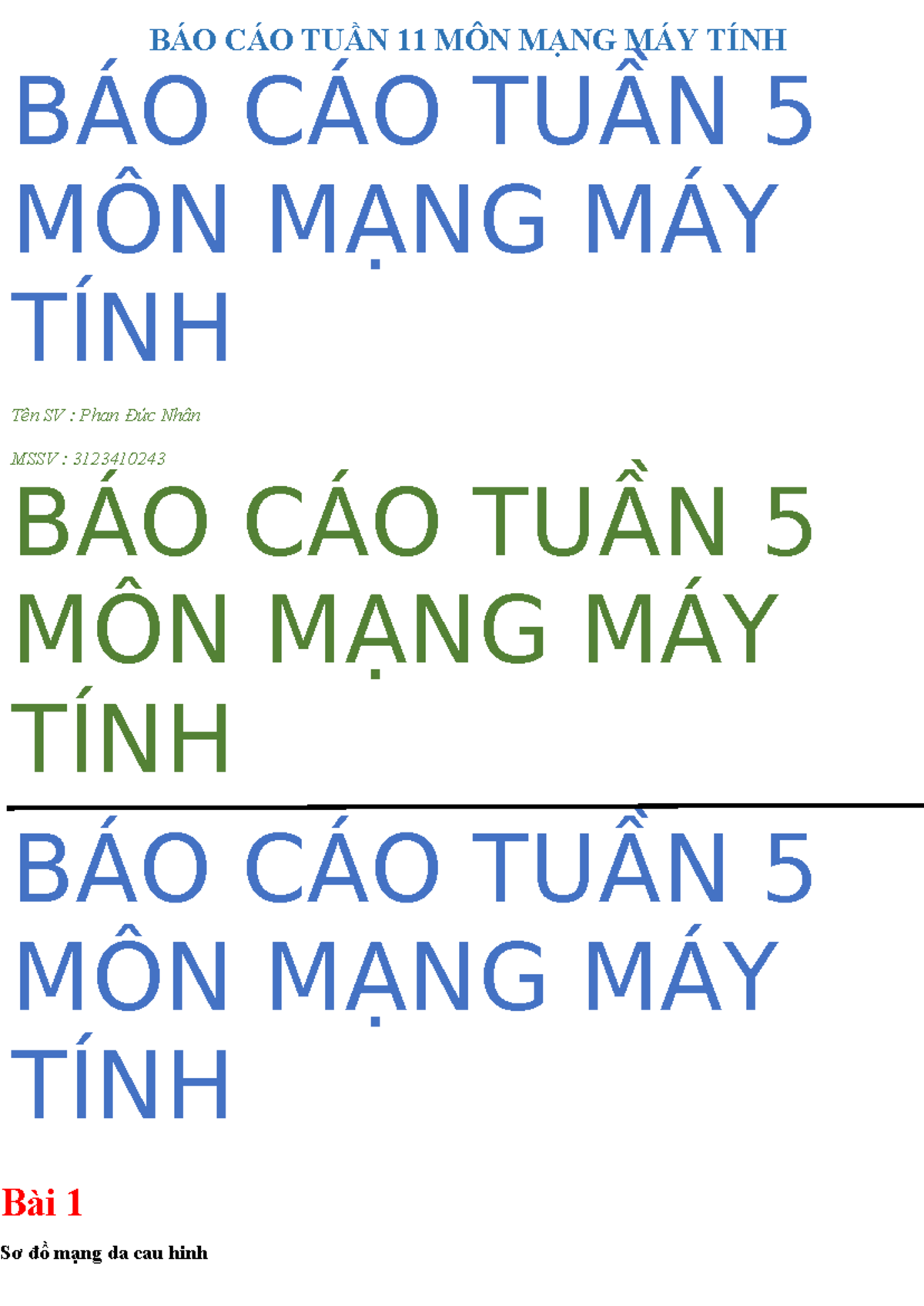 BAO CAO TUAN 12 MON MANG MAY TINH - Mạng Máy Tính - BÁO CÁO TUẦN 11 MÔN ...