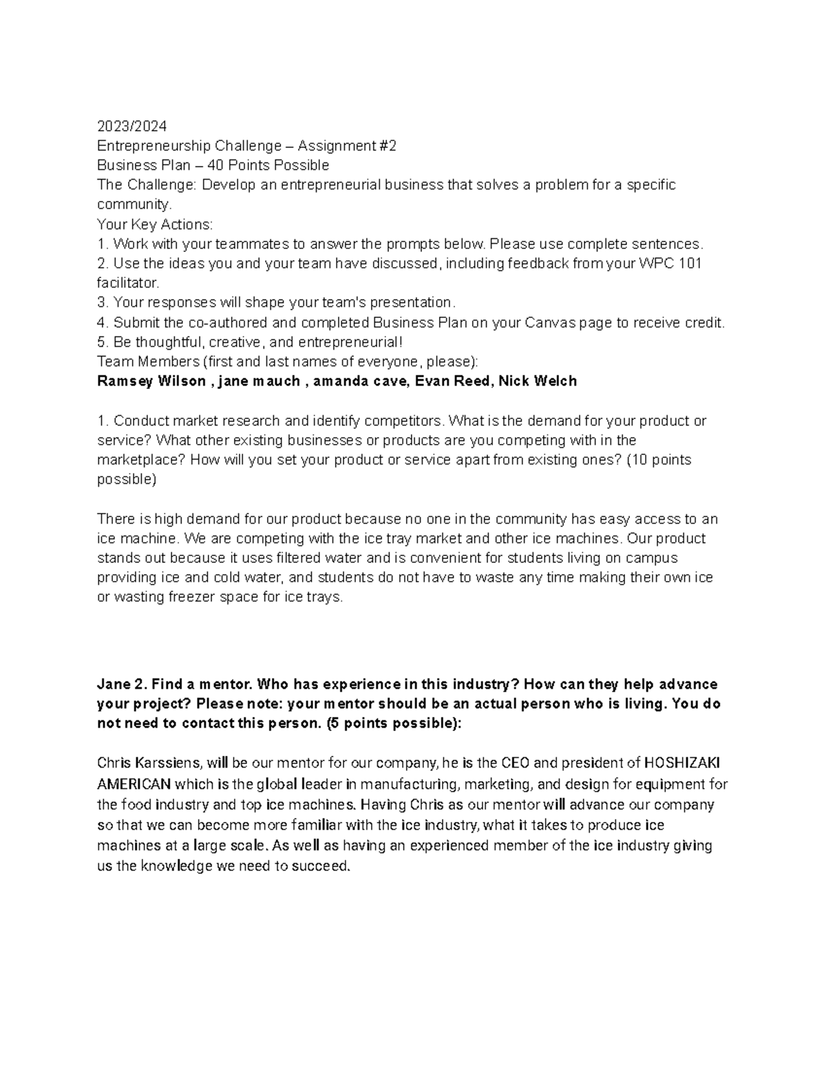 Business Plan WS - 2023/ Entrepreneurship Challenge – Assignment ...