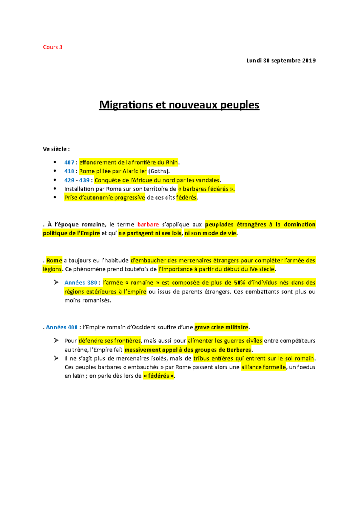 Migrations et nouveaux peuples - Cours 3 Lundi 30 septembre 2019 ...