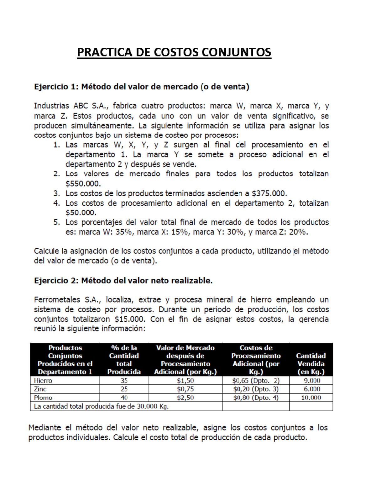 Practica DE Costos Conjuntos - Contabilidad De Costos - PRACTICA DE COSTOS CONJUNTOS - Studocu