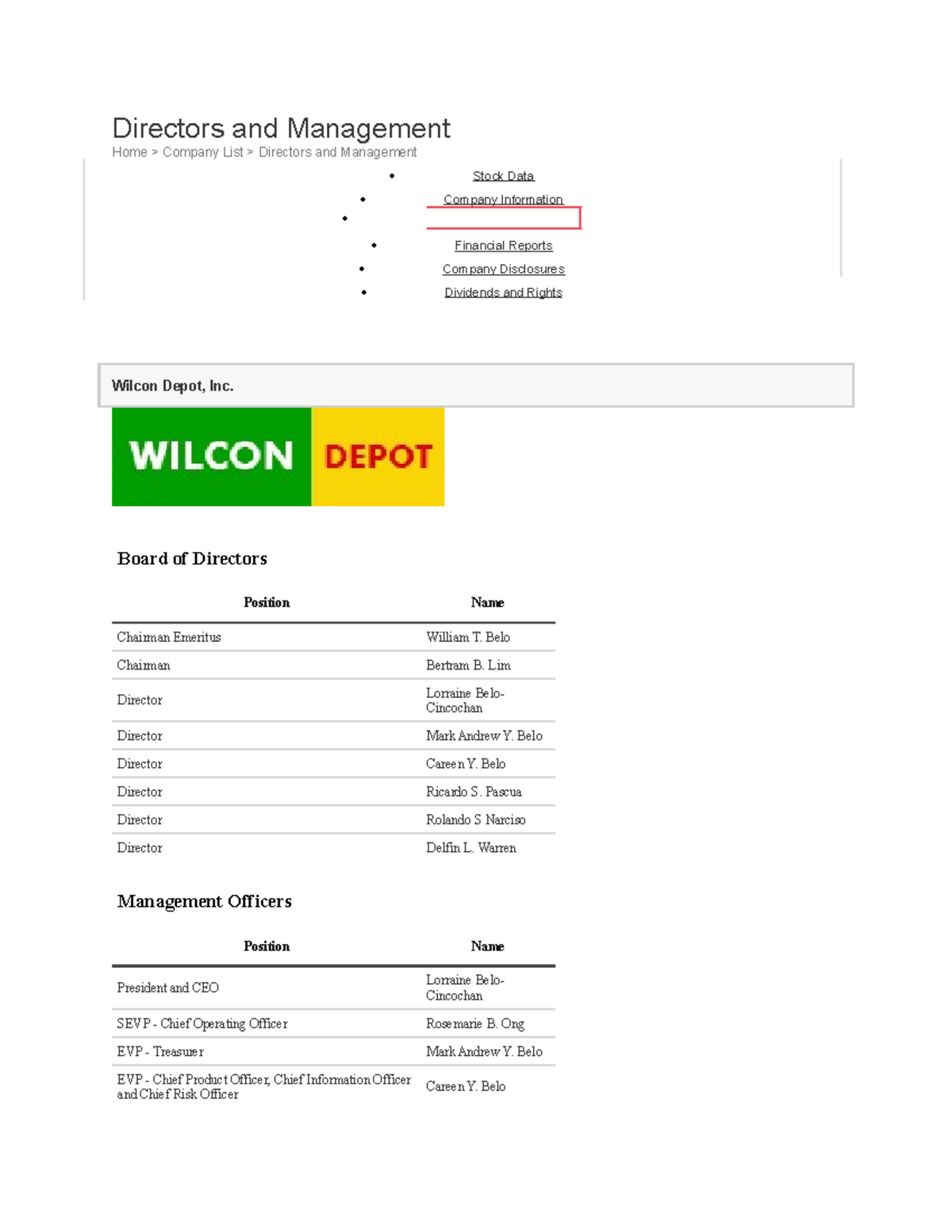 Wilcon Depot company info pt. 2 - Accountancy - Central - Studocu