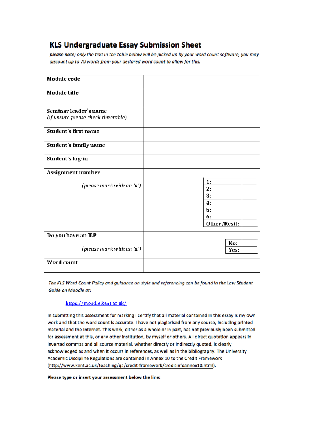 Essay Submission Sheet (3) (1) - LAWS3150 - Module code Module title ...