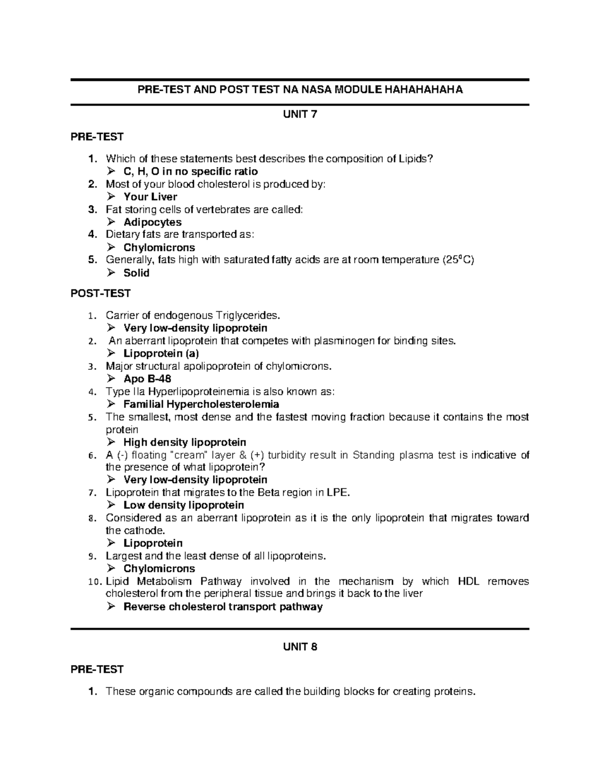 Clinical-Chemistry - clin chem notes - PRE-TEST AND POST TEST NA NASA ...