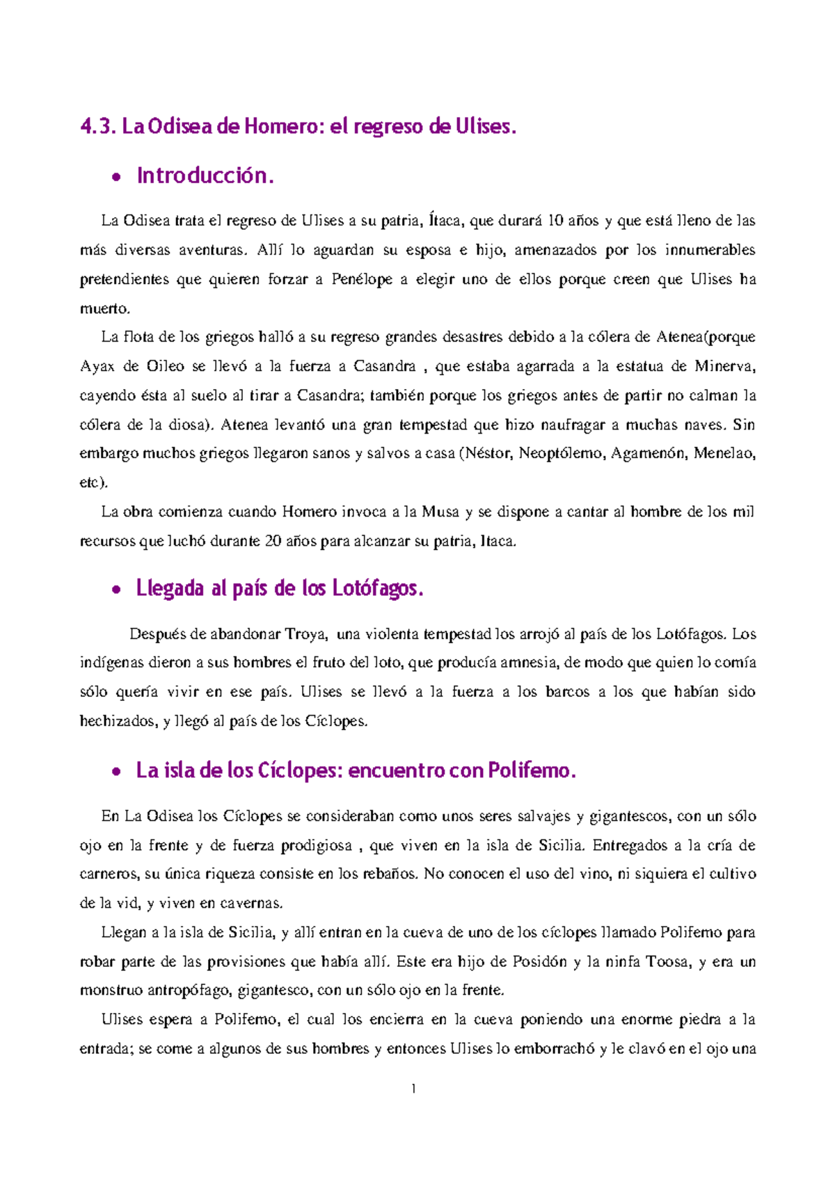 Odiseo - 4. La Odisea de Homero: el regreso de Ulises. Introducción. La ...