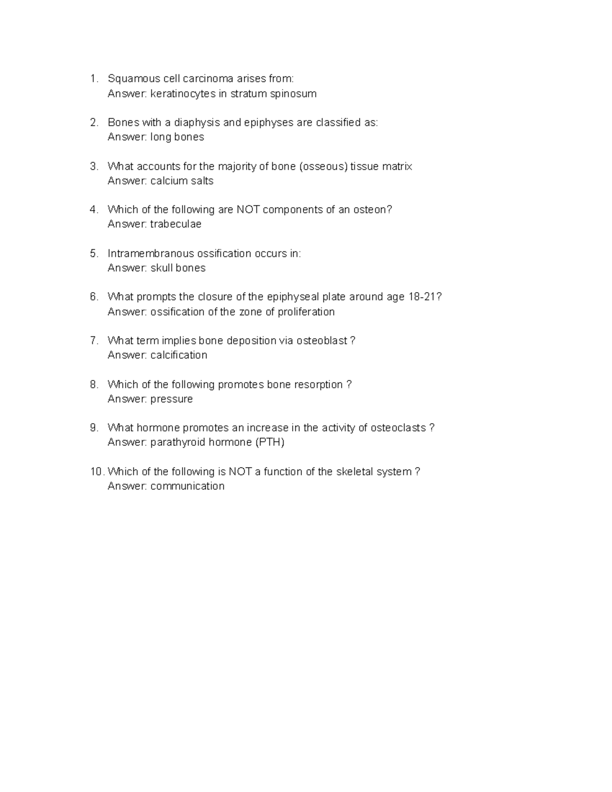 Human ap quiz 6 - prepare for exam 2 - Squamous cell carcinoma arises ...