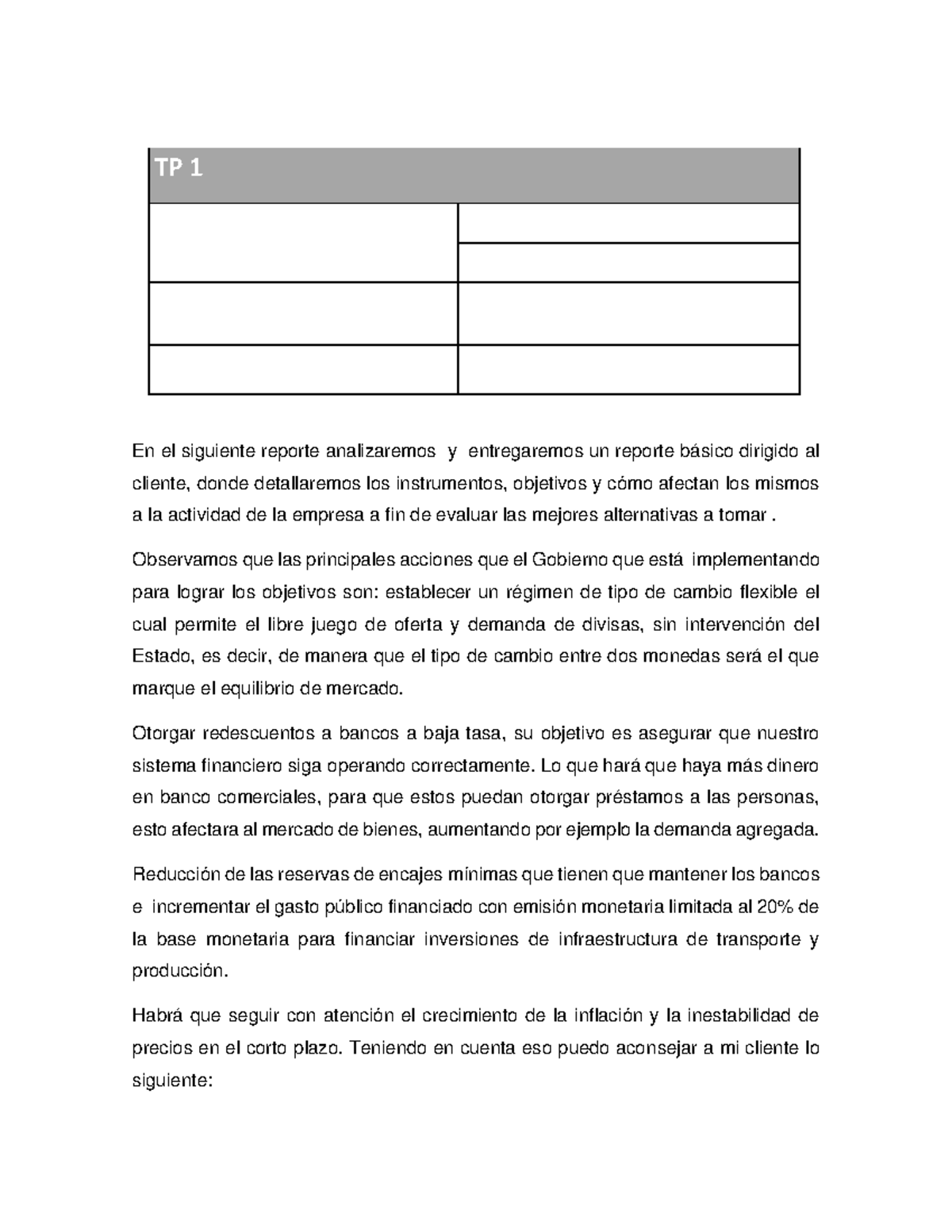 TP 1 - Economia Argentina - 90% APROBADO - TP 1 En el siguiente reporte analizaremos y ...